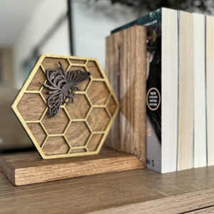 Honeycomb Bookends, Bee Bookends, Book Stoppers, Wooden Book Ends ...