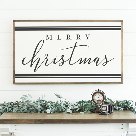 Merry Christmas Sign Framed Wood Sign Rustic Home Decor | Etsy
