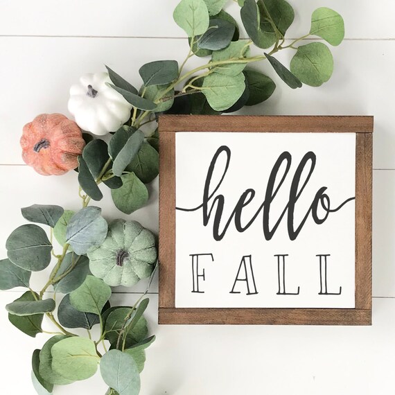 Hello Fall Sign Mini Sign Shelf Sitter Fall Sign Autumn - Etsy