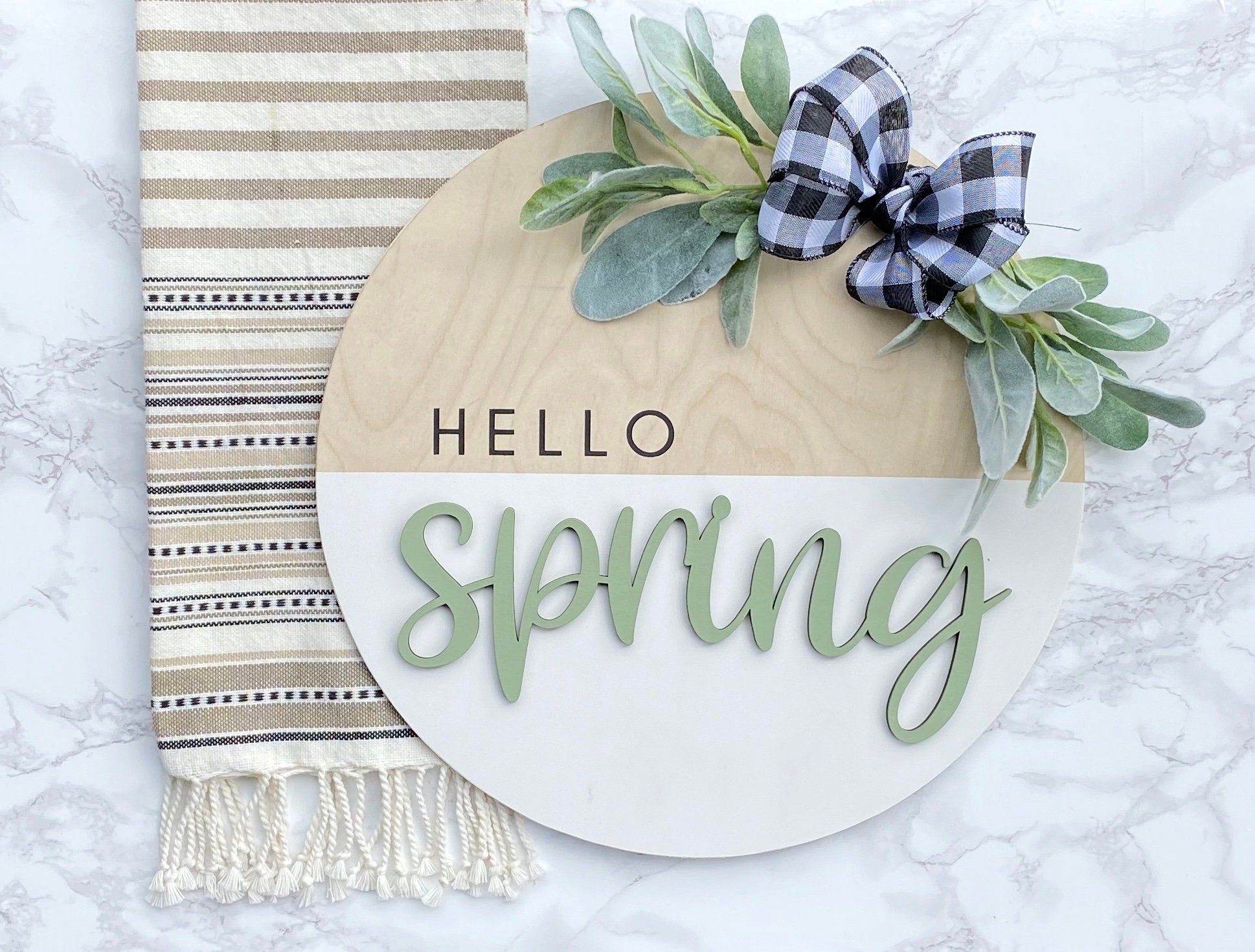 Hello Spring Door Sign Front Door Hanging Door Wreath Color | Etsy