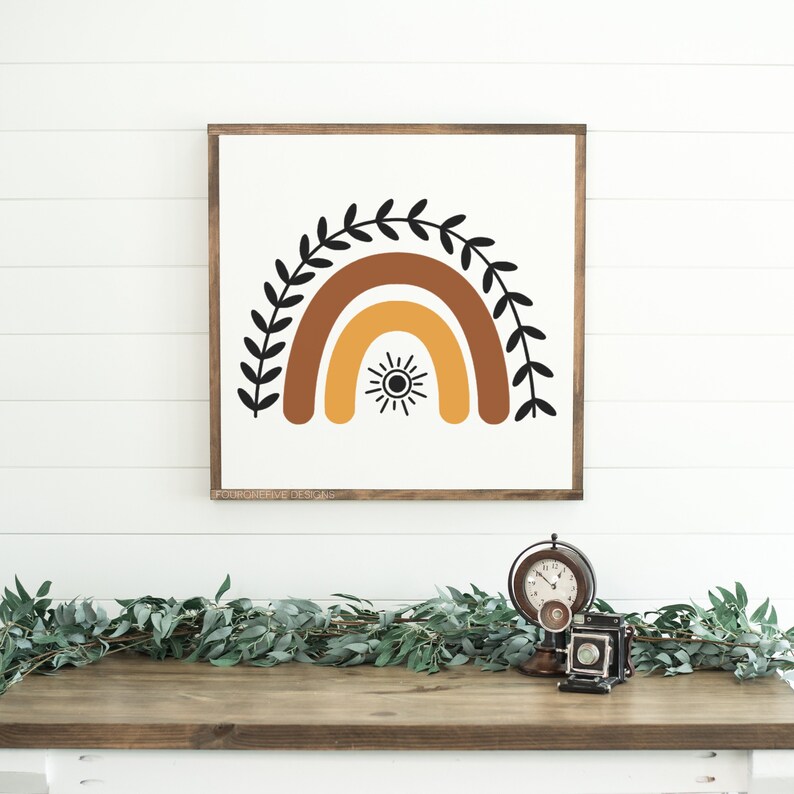 Boho Rainbow and Sun Sign Wood Sign Boho Wood Wall Art - Etsy