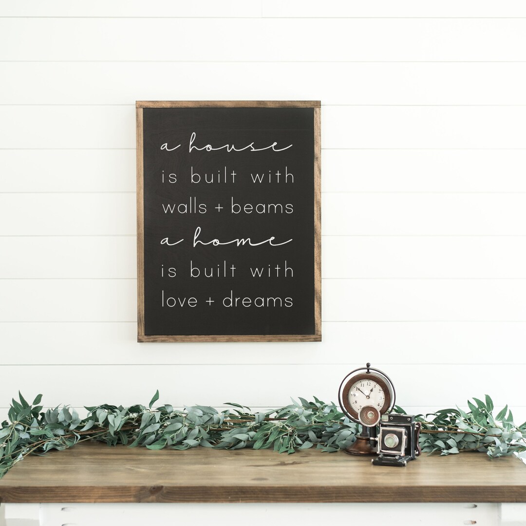 A House is Built Sign, Framed Wood Sign, Farmhouse Sign, Large Wood ...