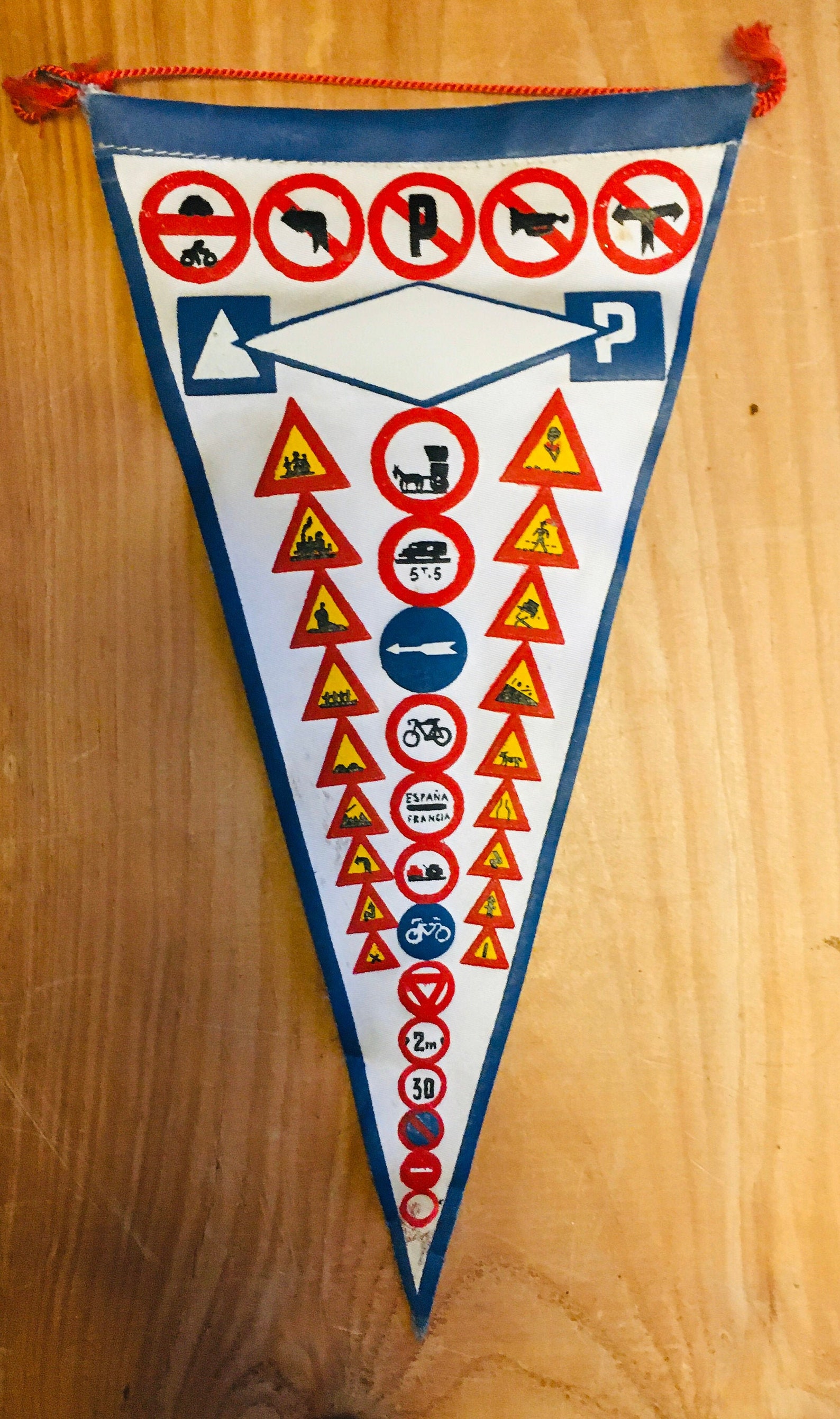 ORIGINAL 1950s European Aerial Pennant With Road Signs Vespa Lambretta ...