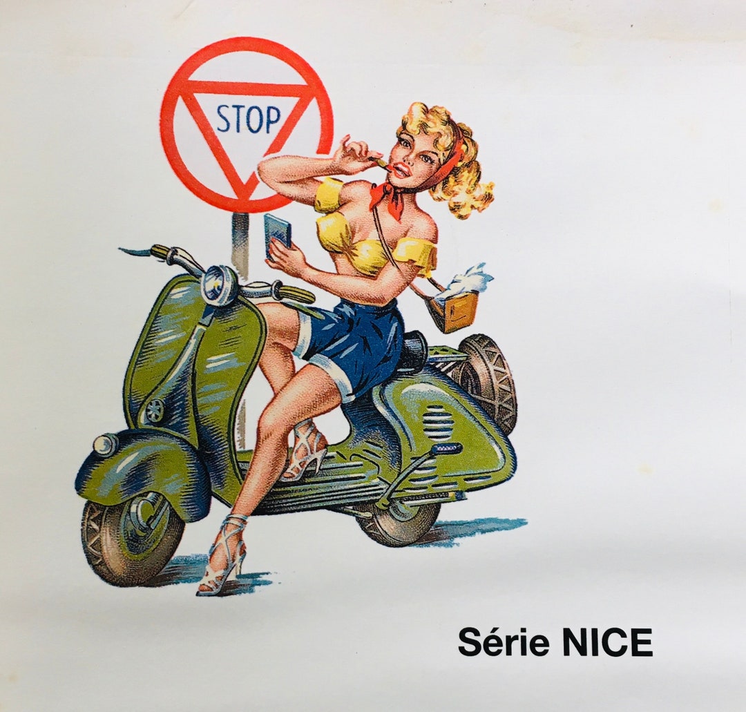 Full Sheet Of Vintage Pin Up Waterslide Decals Sexy Vespa Etsy