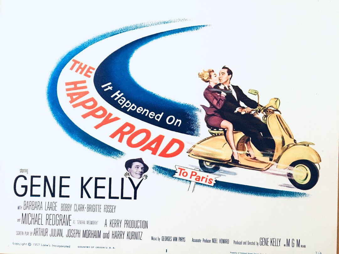 The Happy Road to Paris ORIGINAL 1957 Lobby Card GENE KELLY Vespa ...