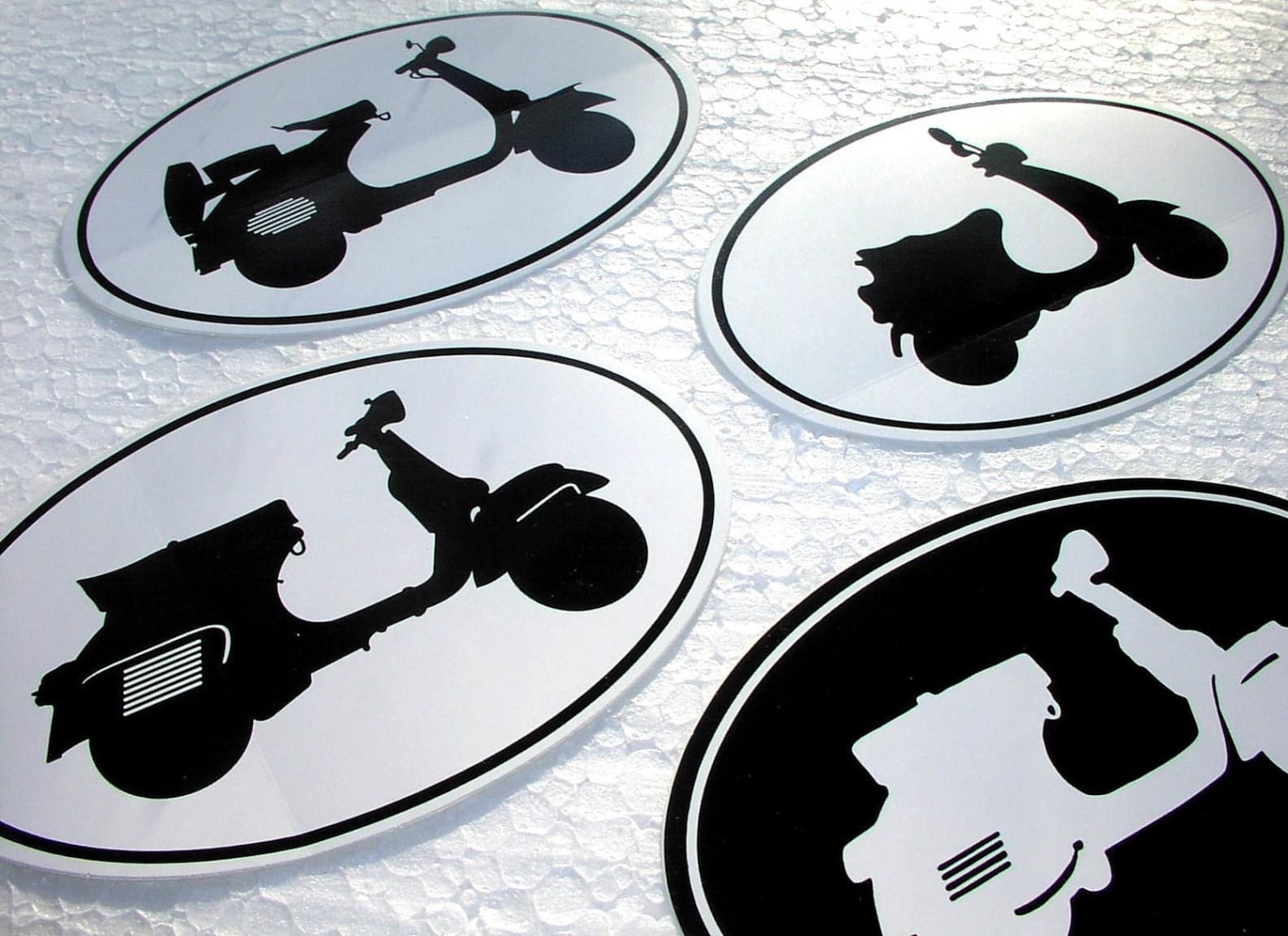 VESPA Set of 4 Oval DECALS Vinyl Bumper Sticker Lot Mod Motor Scooter ...