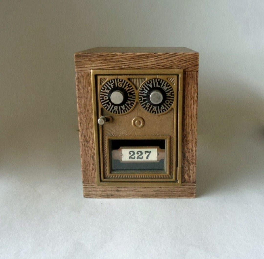 OAK Espresso Post Office Door Safe Postal Mail Box Door #227 Brass ...