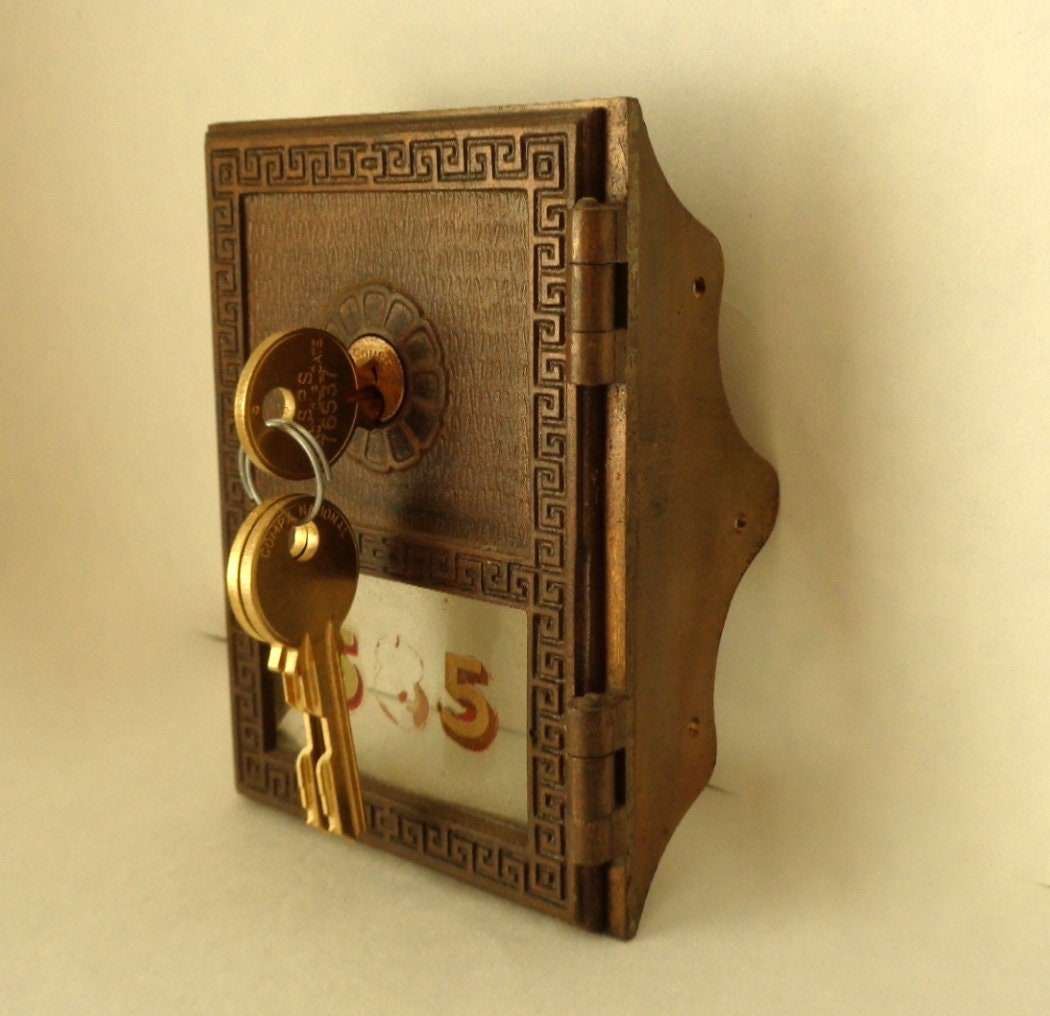 Antique Brass Bronze Yale Post Office Door 3 5/8" X 5" Postal PO Box ...