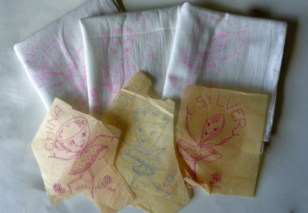 Diy 3 Unfinished STAMPED for EMBROIDERY Flour Sack Style Dish Towels 30 ...
