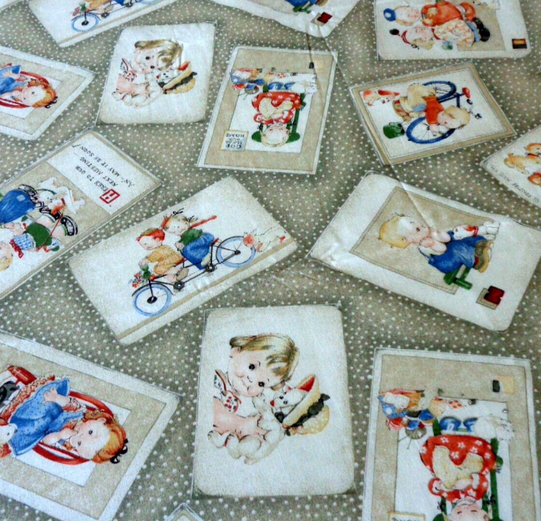 1.9 Yds Vintage Mabel Lucie Atwell TINY TOTS & PUPS Postcard Toss ...