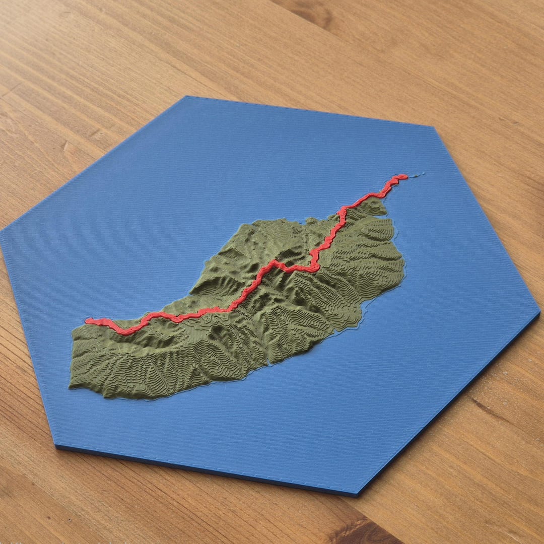 Custom 3D Hiking Trail Terrain Model | Personalized GPX Topographic Map ...