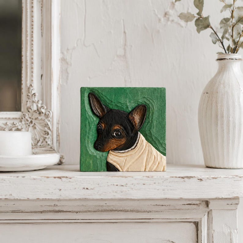 Custom Dog Portrait Carving, Hand-painted Pet Keepsake Artwork, Gifts ...