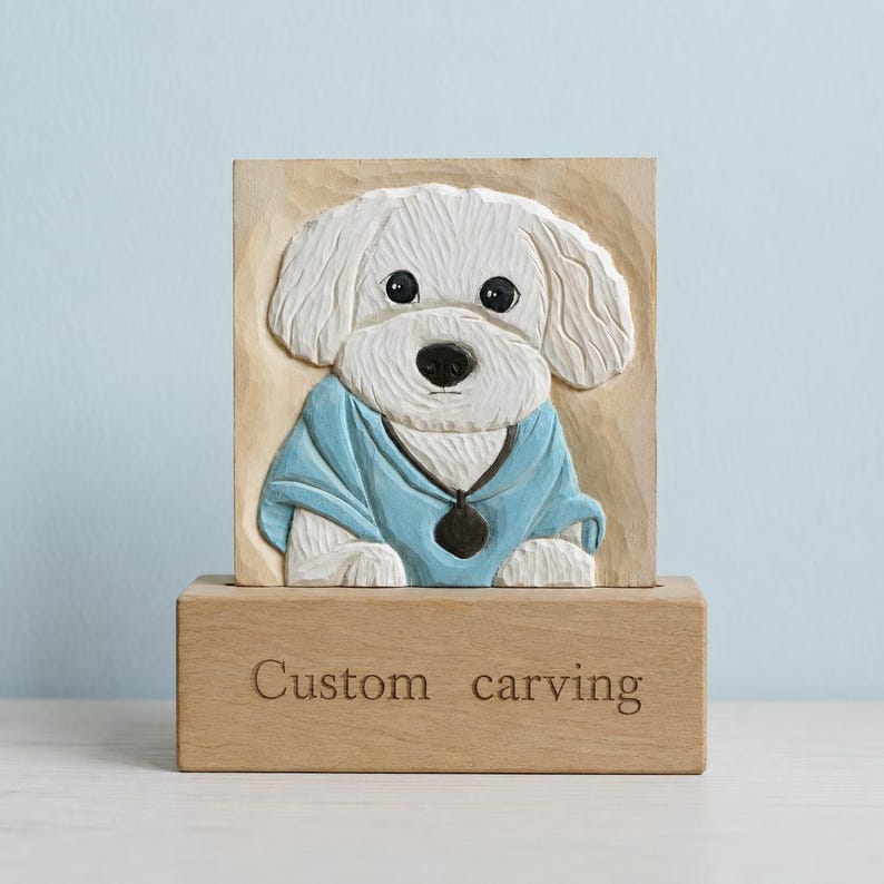 Custom Dog Portrait Carving, Hand-carved Pet Keepsake Artwork, Dog ...