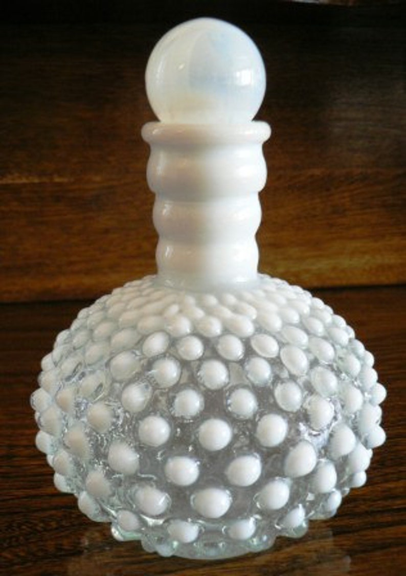 Vintage Fenton art glass White Clear Opalescent PERFUME | Etsy