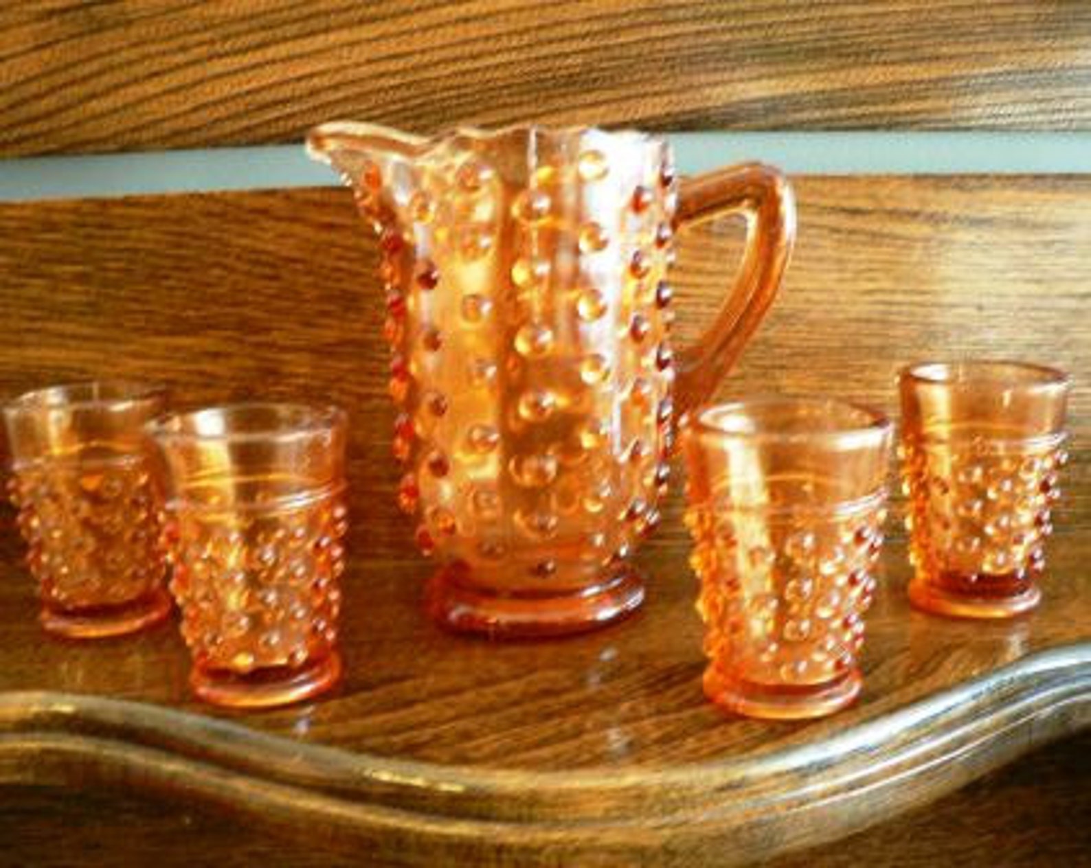 Vintage Fenton Art Glass Hobnail Childs WATER SET AMBER - Etsy