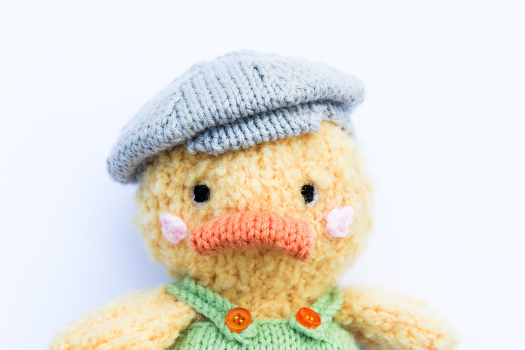 Darwin Duck Wearing Dungarees and a Flatcap Knitting Pattern | Etsy