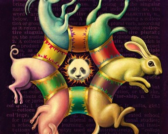 White Rabbit art print 7.5x10 Surreal Wonderland Rabbit/ | Etsy