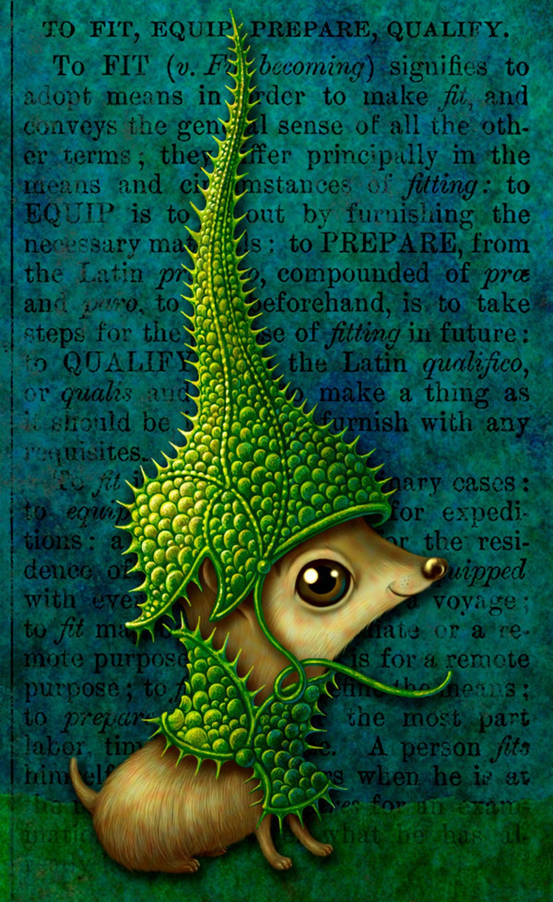 Strangely Cute Art Print 4x6, Come Try My Helmet On: Small Furry ...