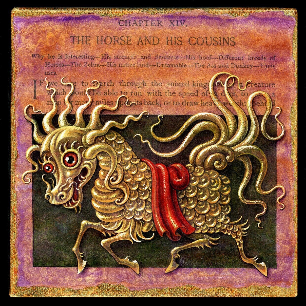 Year of the Dragon Painting, Longma: Chinese New Year, Golden Dragon Horse, Asian Myth, Asian ...