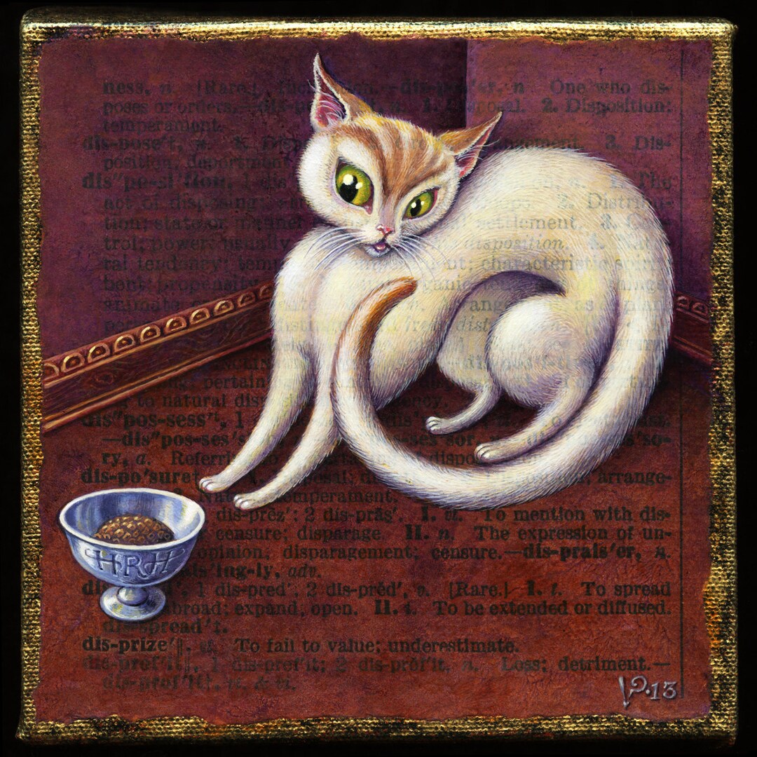 Spoiled Cat Art Print, Disprize: Finicky Kitty With Food Bowl. Funny ...