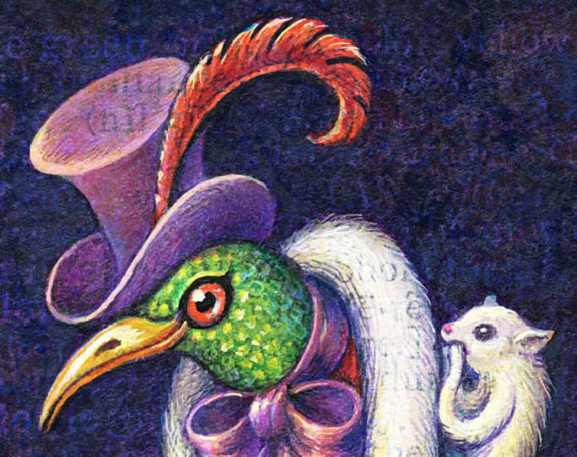 Funny Bird Print, Nimiety: Exotic Bird, Dressed for Excess in ...