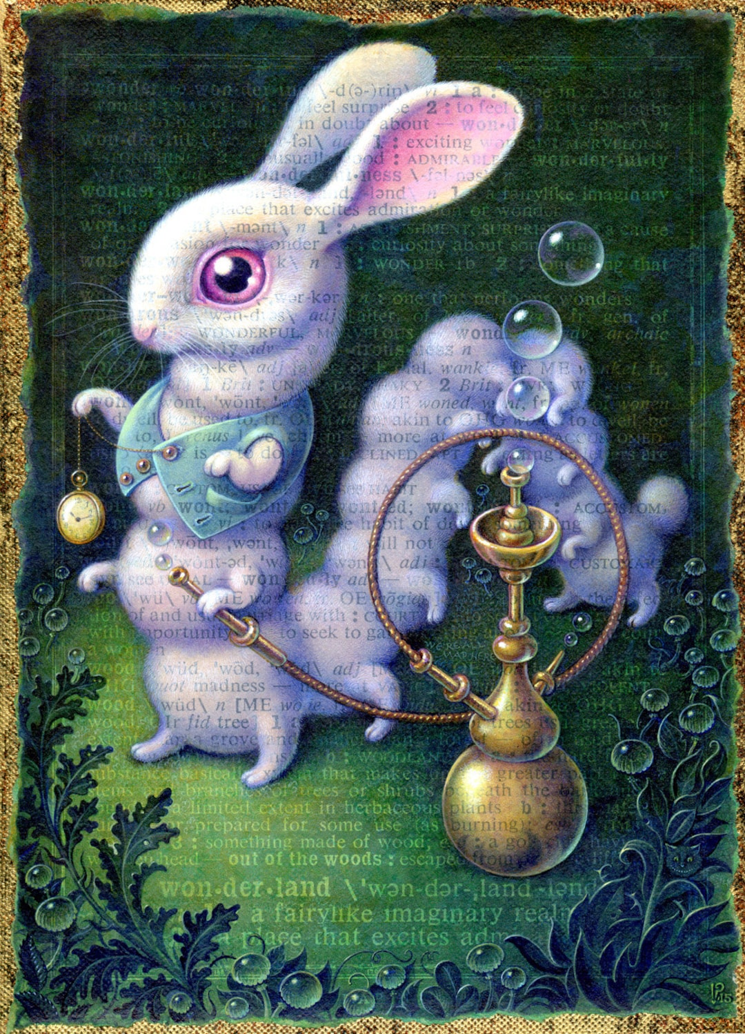 White Rabbit Art Print 7.5x10, Surreal Rabbit/ Hookah-smoking ...