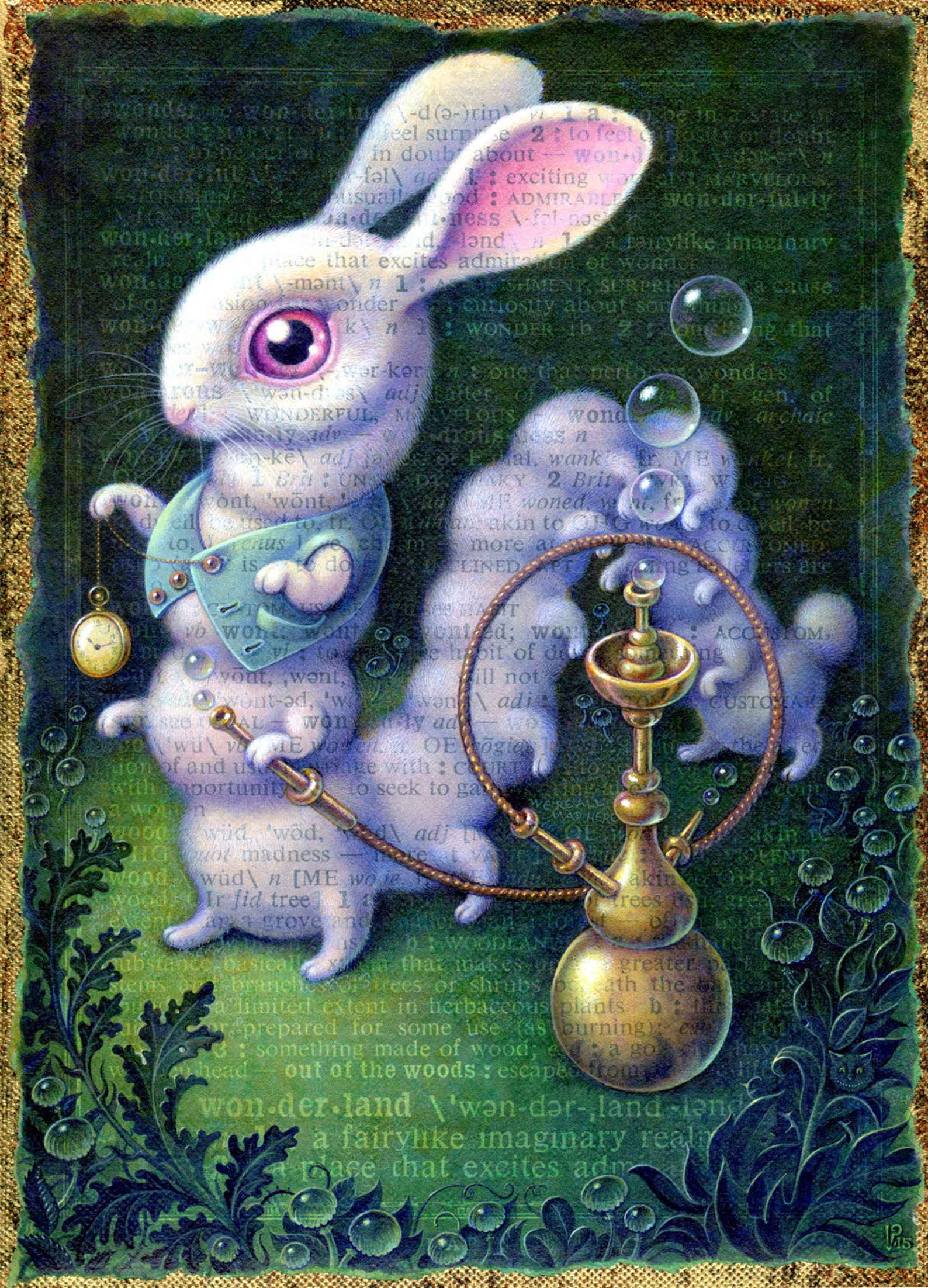 White Rabbit Art Print 7.5x10 Surreal Rabbit/ Hookah-smoking - Etsy