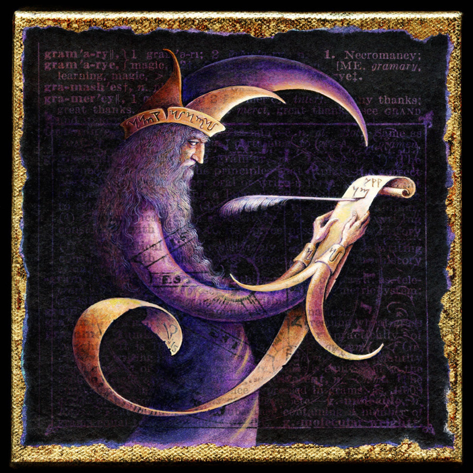 Fantasy Magic Art Print Gramarye: A Wizard Holds a Scroll - Etsy