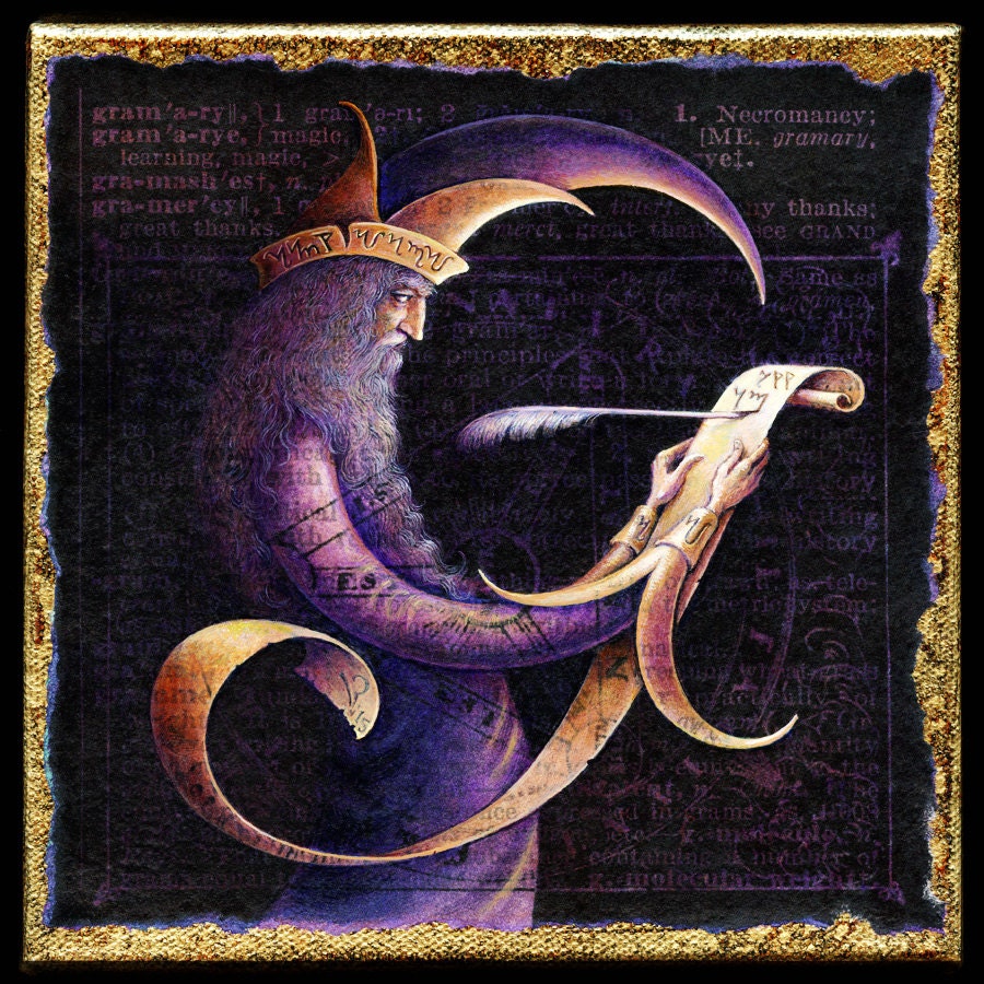 Fantasy Magic Art Print Gramarye: A Wizard Holds a Scroll - Etsy