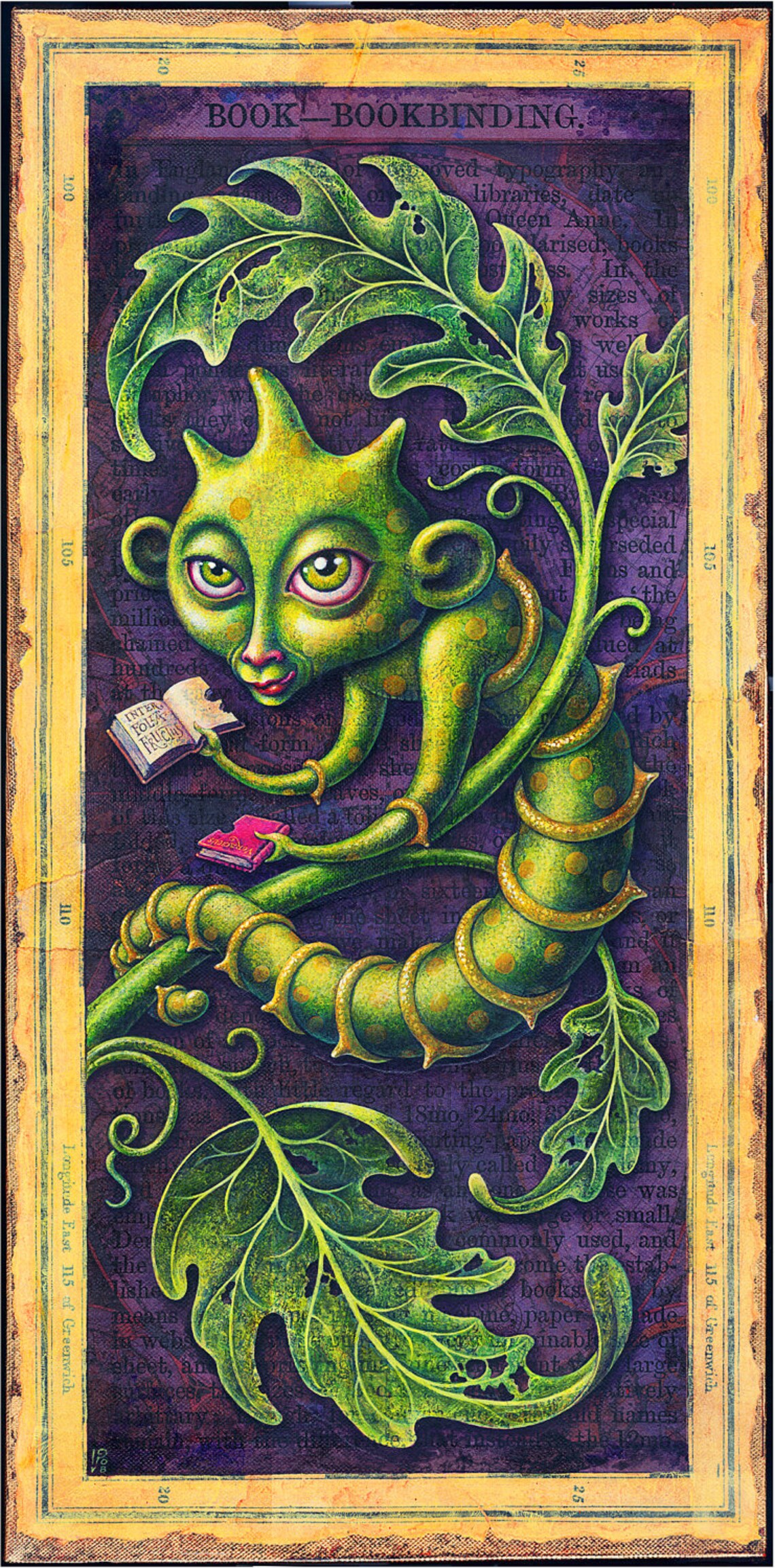 Bookworm Art Print 8x16 Voracious: Fantasy Book Worm Back to - Etsy