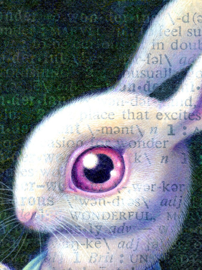 White Rabbit Painting Year of the Rabbit Surreal Wonderland - Etsy Ireland