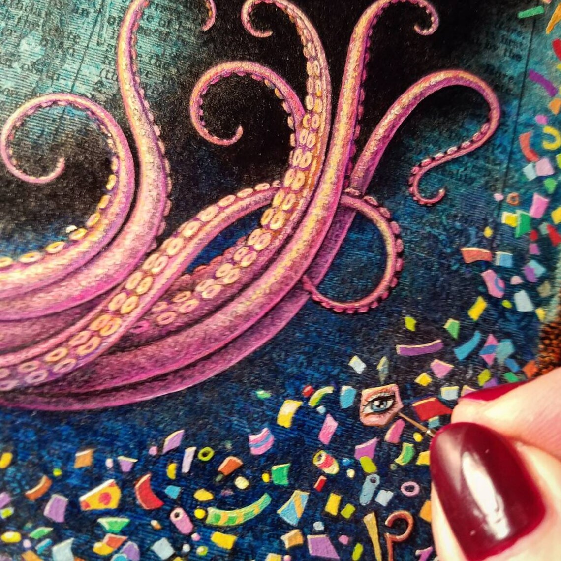 Octopus Art Print Obfuscation: Octopus Ink & a Confetti of - Etsy