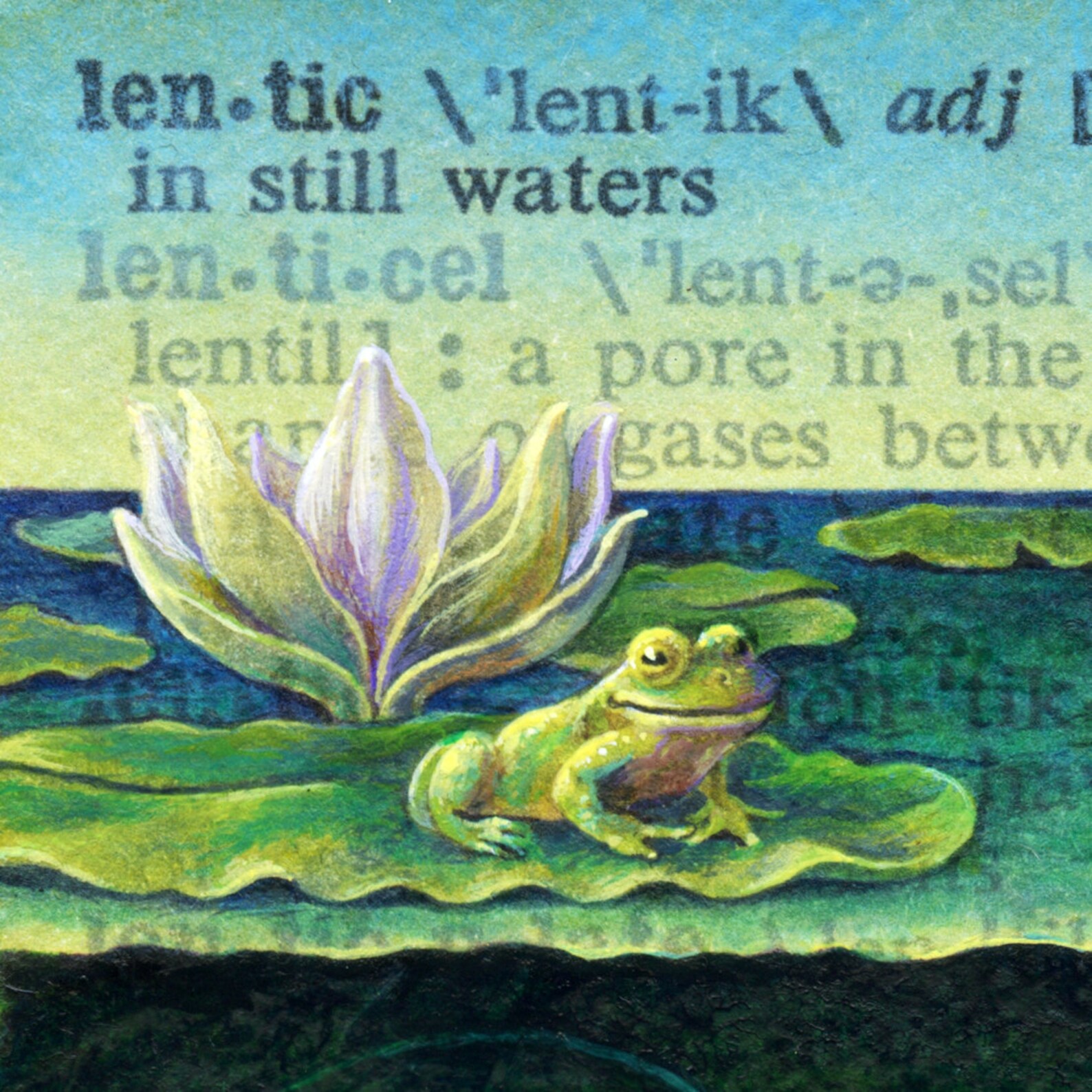 Underwater Art Print, Lentic: A Goldfish and a Turtle in a Lily Pond ...