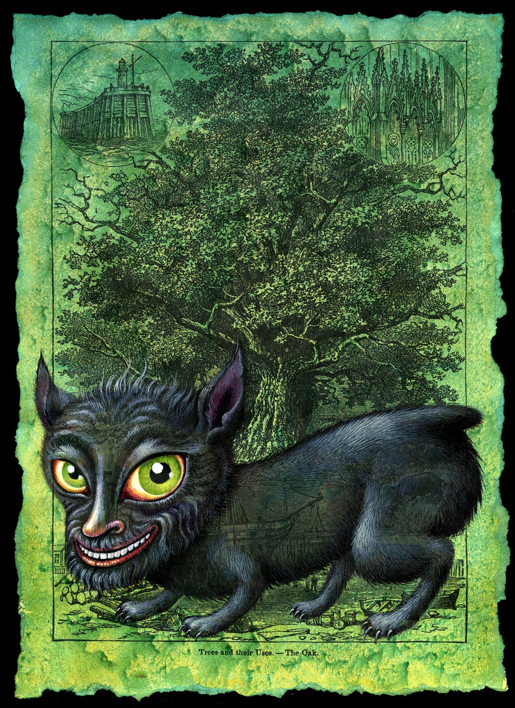 Halloween Dog Monster Art Print Penghou: Chinese Tree Spirit - Etsy