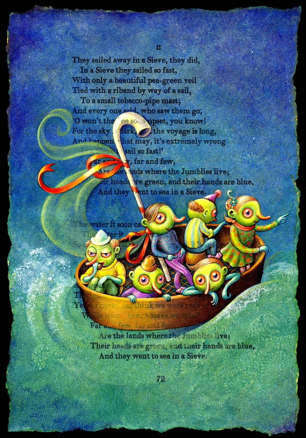 Nursery Sailing Art Print ~8x6, Jumblies: Cute Creatures in Sailboat ...