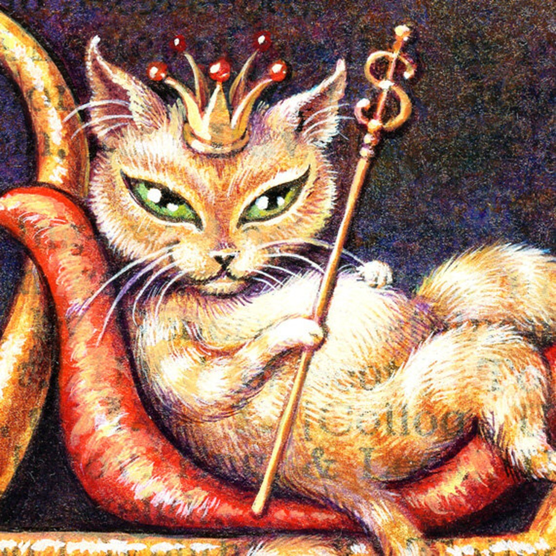 Funny Cat Art Print, Hegemony: Spoiled Kitty King or Queen. Whimsical ...
