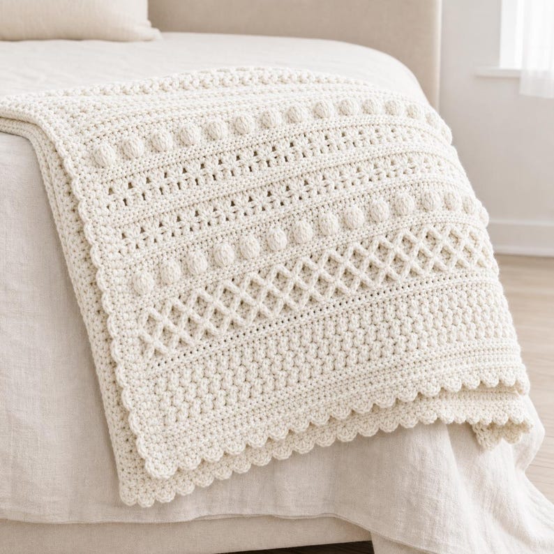 Cozy Blanket Crochet Pattern PDF, Textured Crochet Blanket Pattern, 9 ...