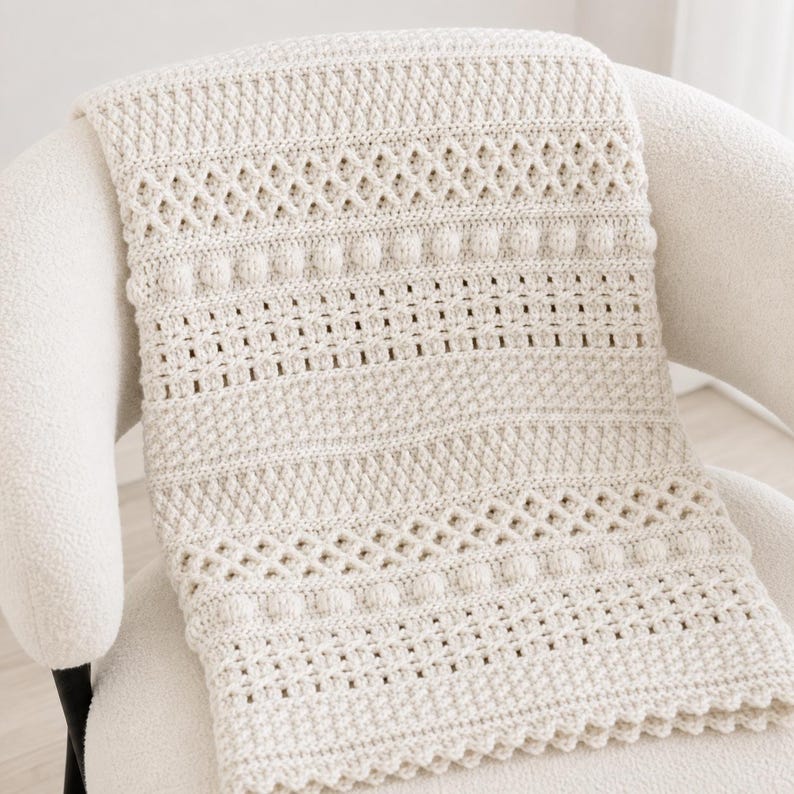Cozy Blanket Crochet Pattern PDF, Textured Crochet Blanket Pattern, 9 ...