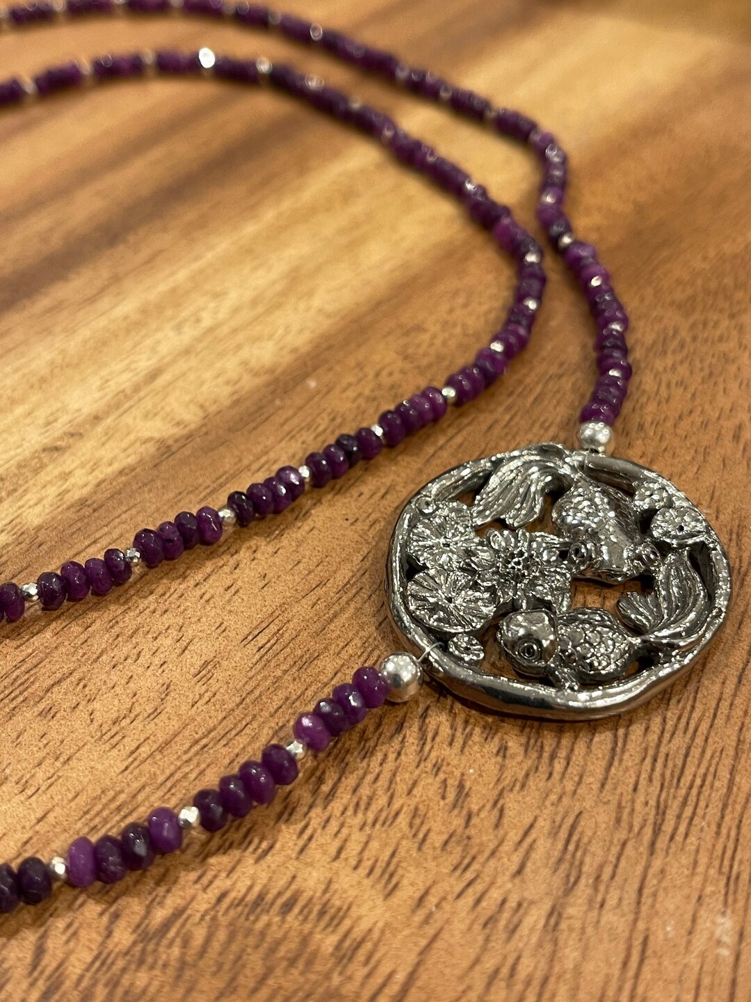 Long Amethyst Koi Pond Focal one of a kind Necklace - Etsy.de