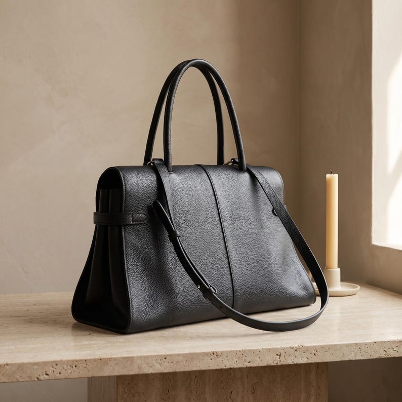 Large Leather Office Handbag, Genuine Leather Crossbody Purse, Everyday ...