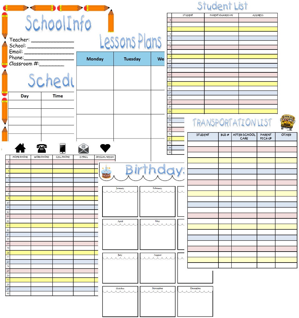 Pre-k Teacher Planner/calendar, Planners, Orangizers, School Planner ...