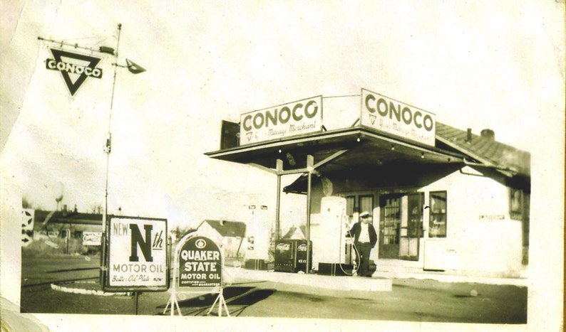 1940's Conoco Gas Service Station Digital Scan - Etsy