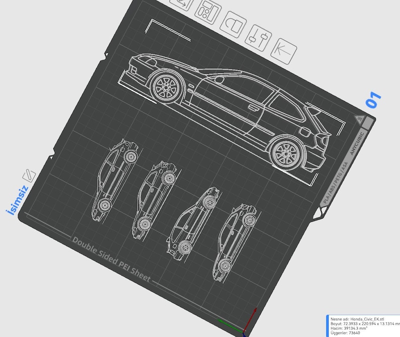 Honda Civic EK Hatchback Silhouette Vector | Svg Dxf Stl 3mf Pdf ...