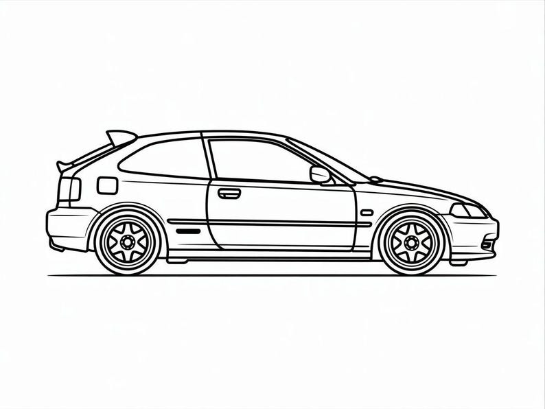 Honda Civic EK Hatchback Silhouette Vector | Svg Dxf Stl 3mf Pdf ...