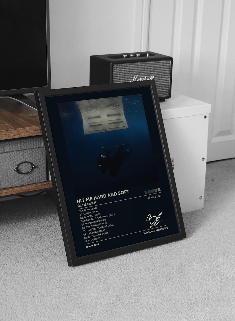 Billie Eilish Hit Me Hard and Soft Album Cover Poster | Dark Blue ...