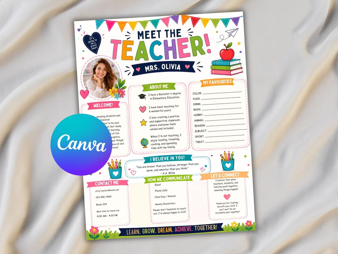 Meet the Teacher Template, Editable Classroom Welcome Poster, Teacher ...