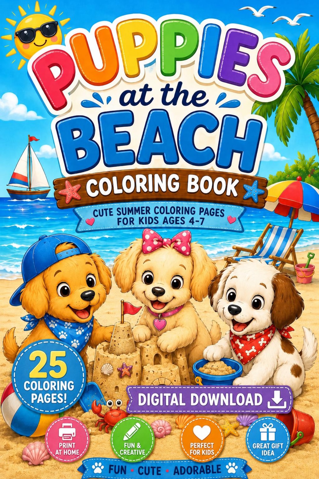 Coloring Book for Kids | Puppy Themed | Printable Coloring Pages ...