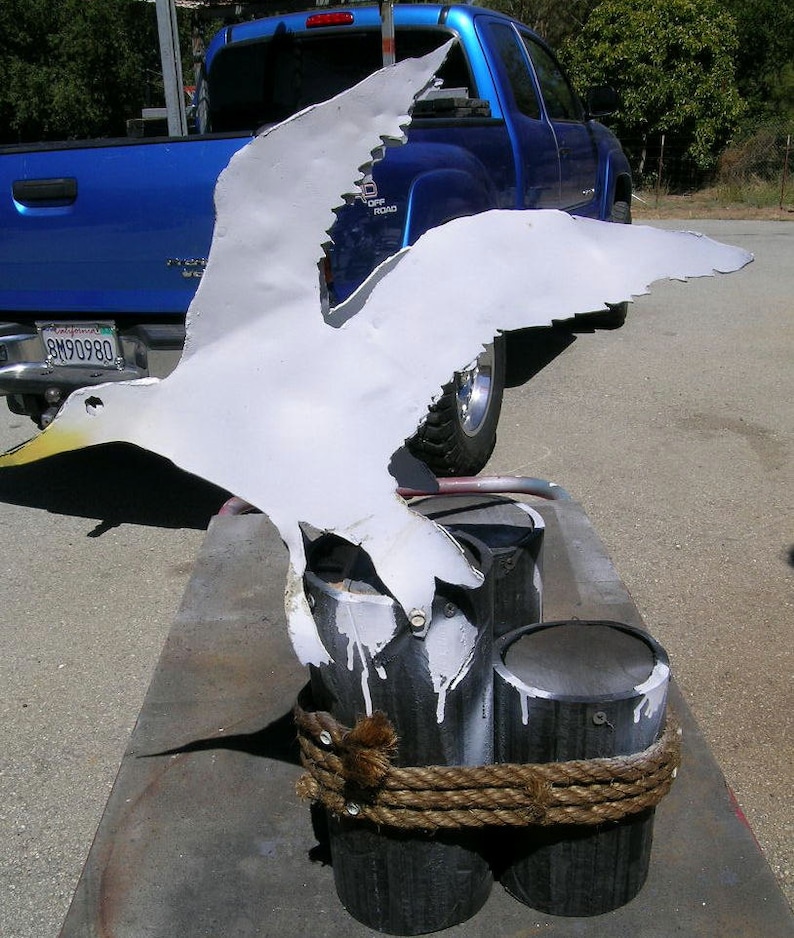 Yard Art Seagull on Pilings Ocean Bird Decor for Home - Office - Boat ...