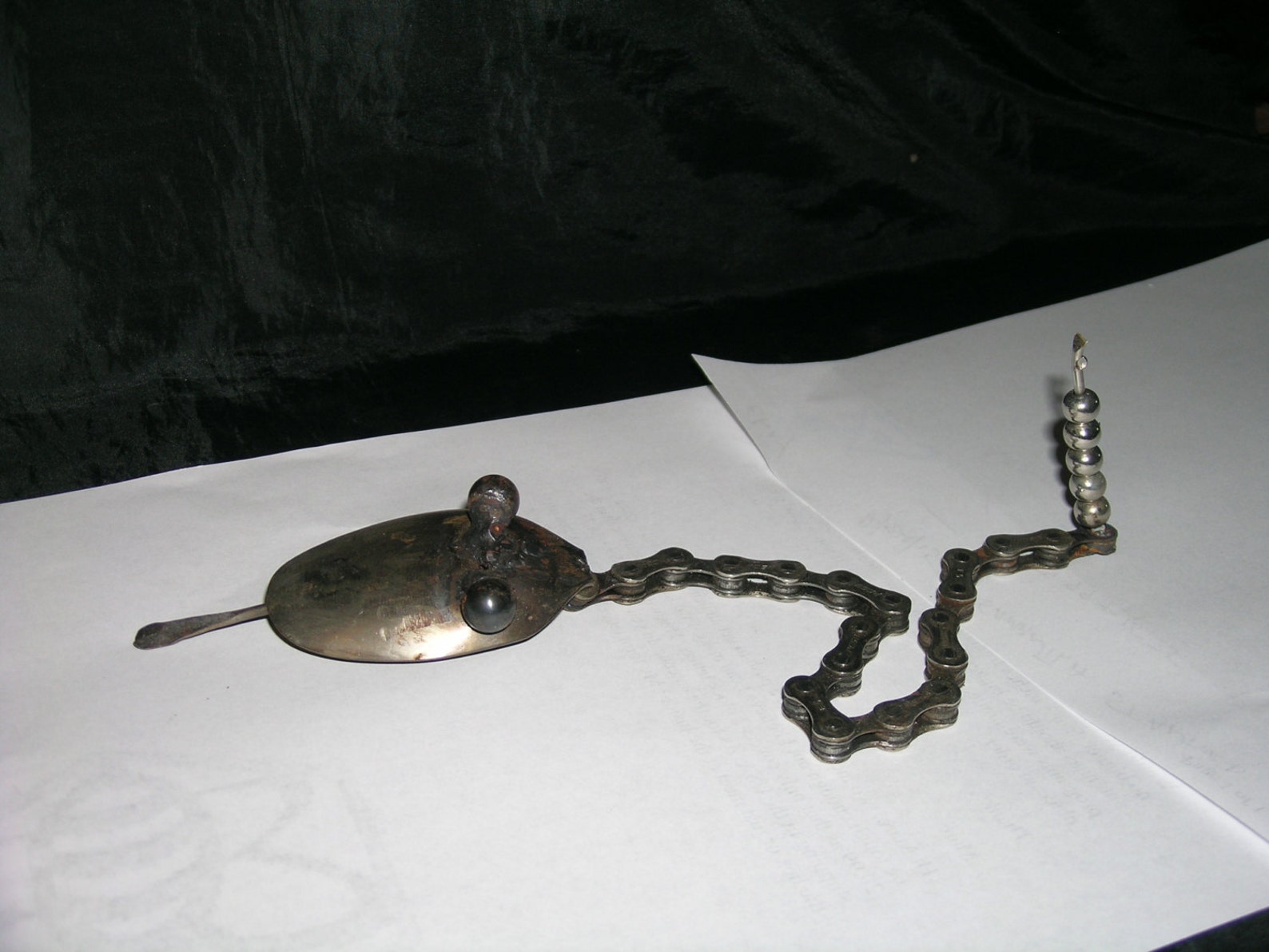 Posable Metal Rattle Snake 13" Out of Recycled Bike Chain & Spoon or ...