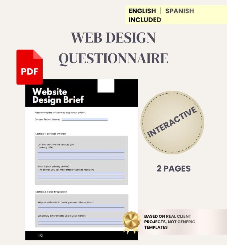 Editable Customer Web Design Questionnaire. Client Form for Designers ...